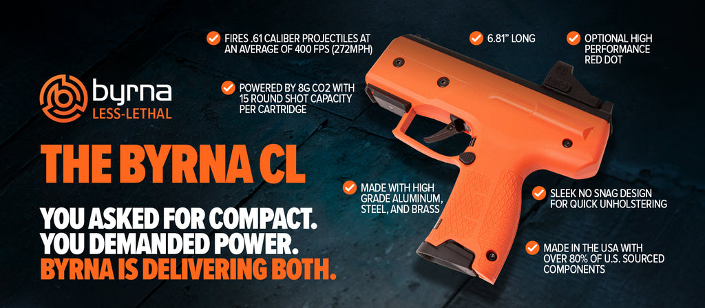 Byrna CL Compact Launcher – Concealed Less-Lethal Protection, 400 FPS ...